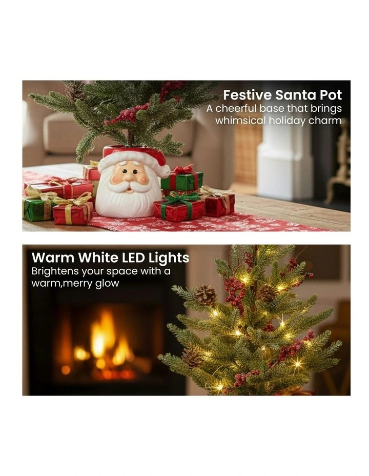 Christabelle Santa Pot Christmas Tree with Lights 55cm in Green | MYER
