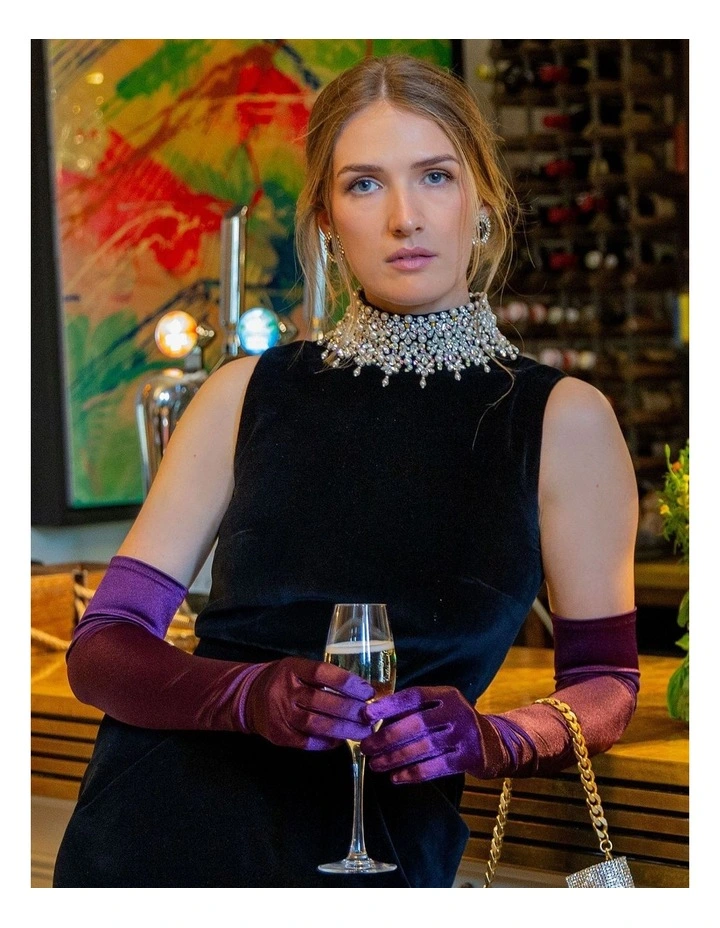 DENTS Long Opera Satin Gloves In Amethyst | MYER