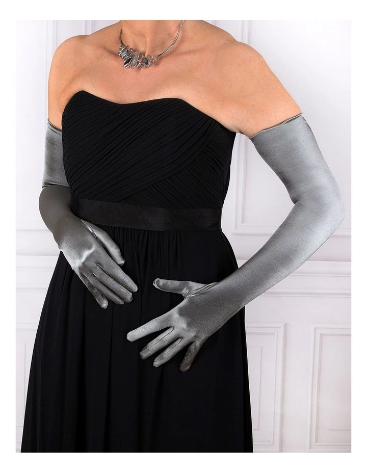 DENTS Long Opera Satin Gloves In Pewter | MYER