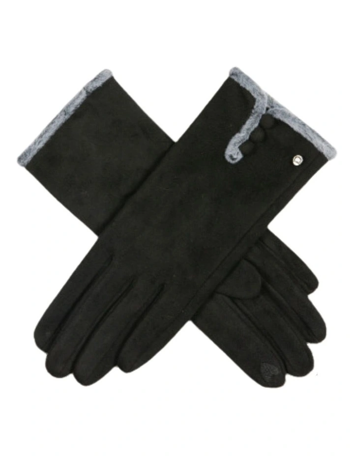 Dents Soft Feel Touchscreen Gloves with Faux Fur and Button Trim in ...