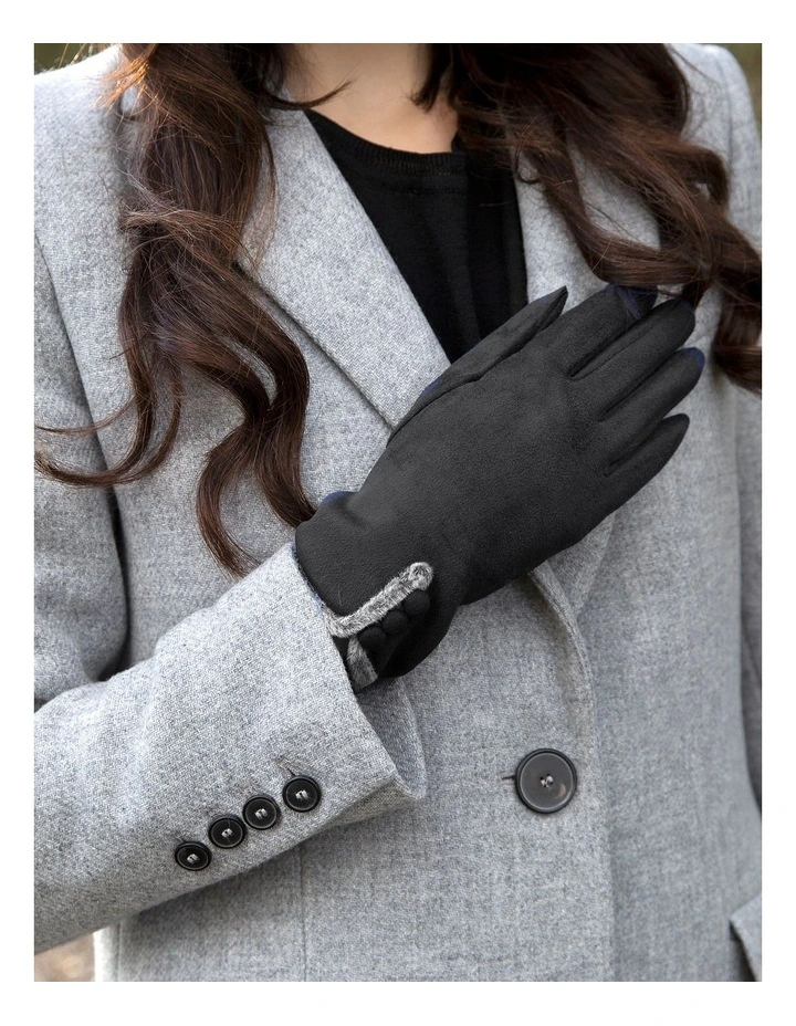 Dents Soft Feel Touchscreen Gloves with Faux Fur and Button Trim in ...