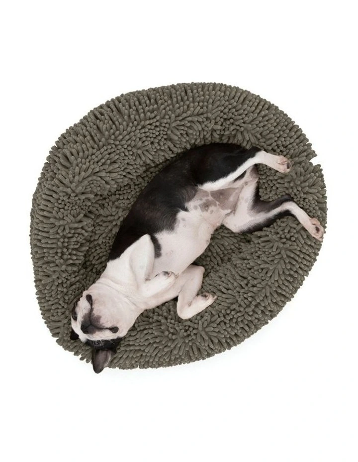 Charlies Chenille Round Dog Bed in Grey | MYER