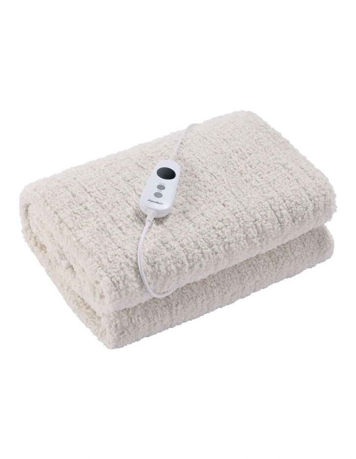 Dreamaker Teddy Fleece Heated Throw Blanket 160x130cm In Cream | MYER