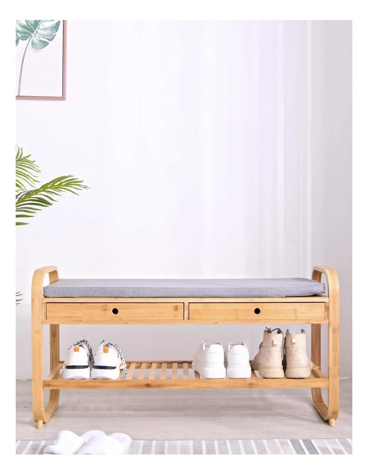 Sherwood Home Natural Bamboo Seated Shoe Storage Rack With Bench ...