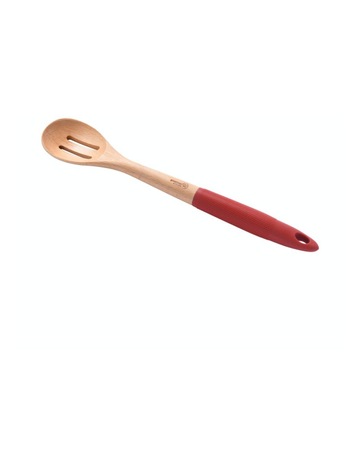Gourmet Kitchen Rustic Beech Wood Kitchen Utensil Set with Silicone ...