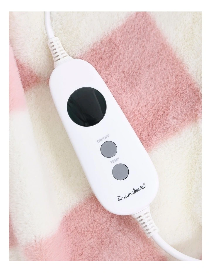 Dreamaker Checkered Plush Heated Throw In Pink/Cream | MYER