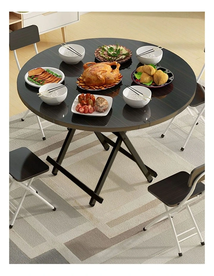 SOGA Round Portable Dining Table in Black | MYER