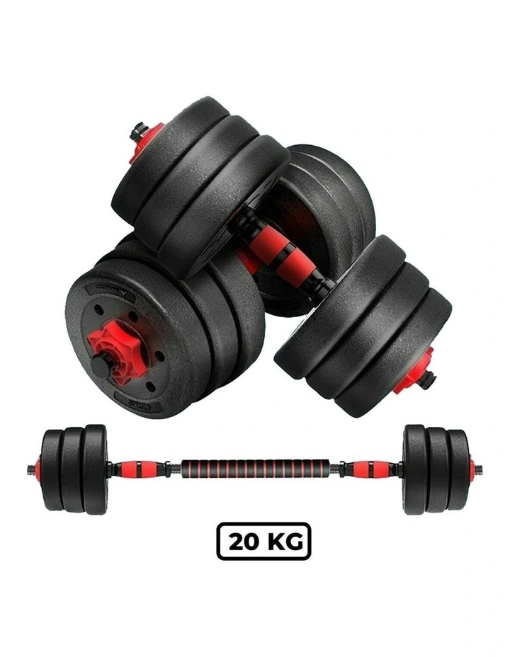 VERPEAK Adjustable Rubber Dumbbell Set 20kg In Black | MYER VERPEAK Adjustable Rubber Dumbbell Set 20kg In Black | MYER