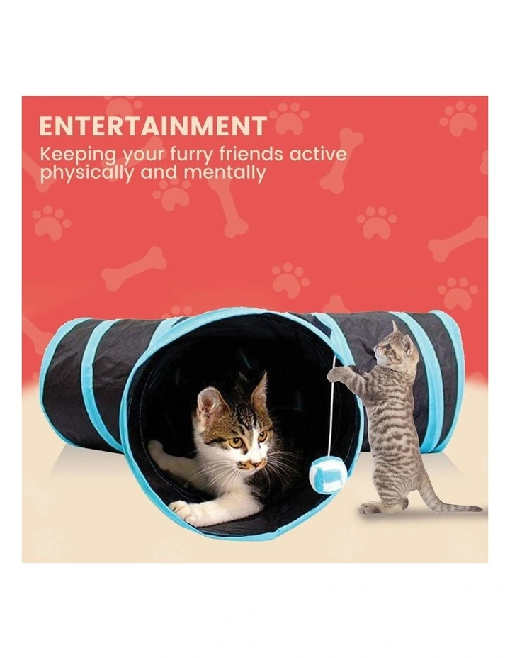Floofi Pet Kitten Puppy Tunnel Play Toy 4 Way Foldable Exercise Tunnels ...