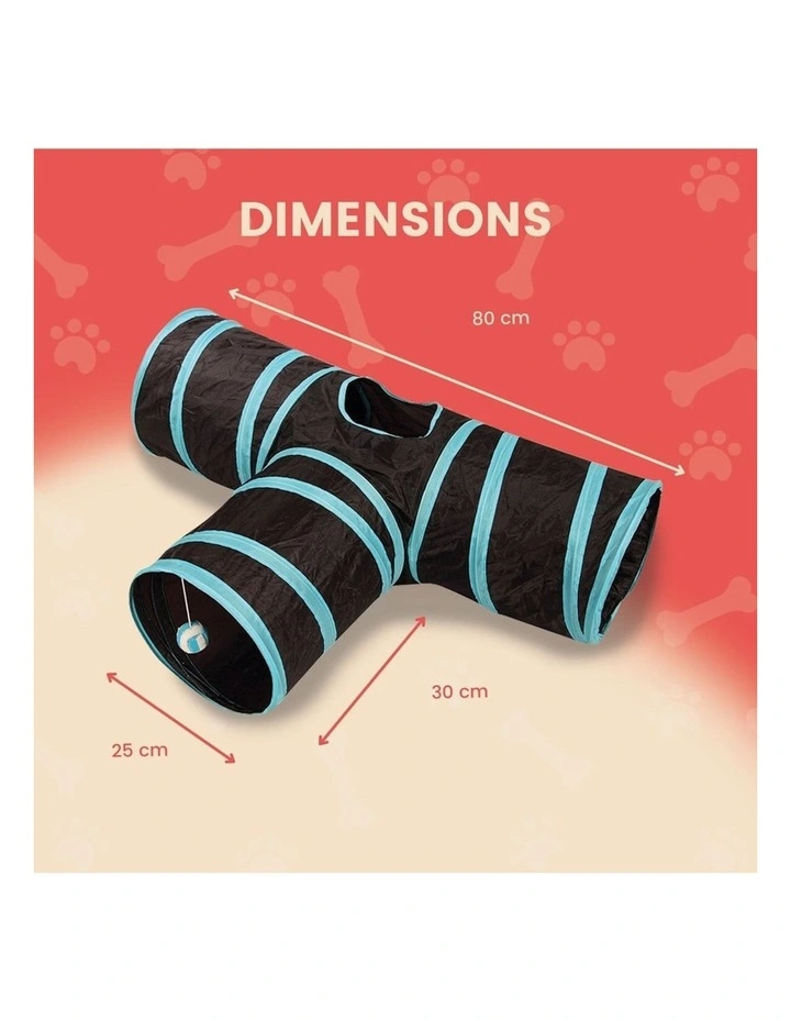 Floofi Pet Kitten Puppy Tunnel Play Toy 4 Way Foldable Exercise Tunnels ...