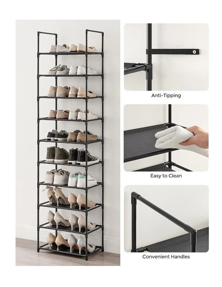 Songmics 10 Tier Metal Shoe Rack In Black | MYER