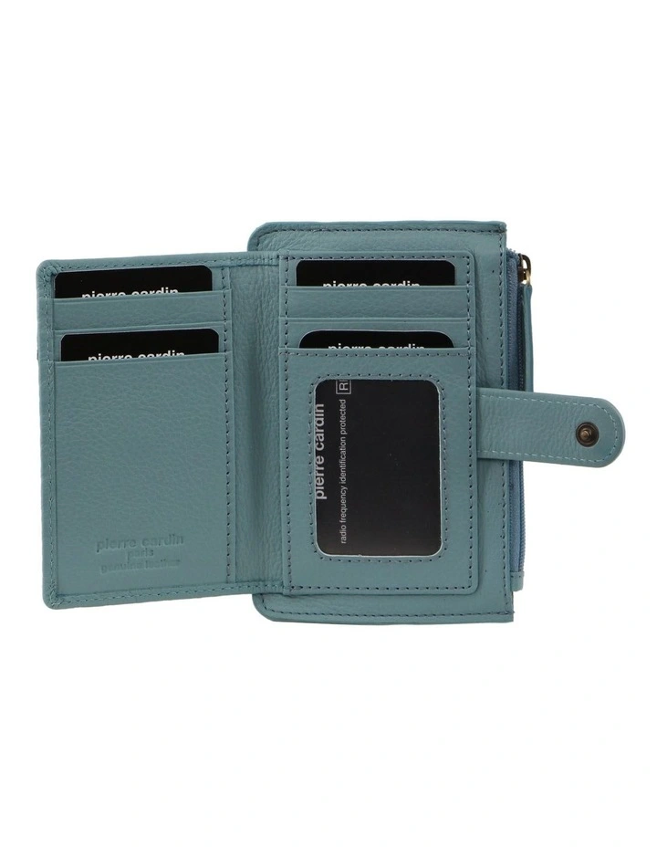 PIERRE CARDIN Diamond Pattern Emboss Leather Zip Wallet in Blue | MYER