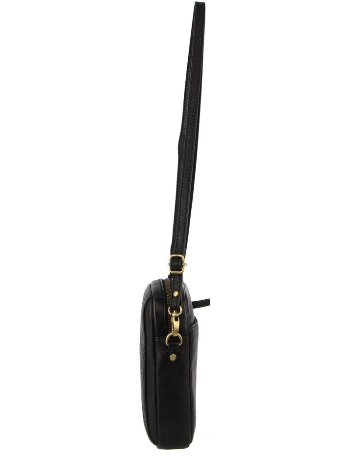 PIERRE CARDIN Leather Textured Design Phone Bag in Black | MYER