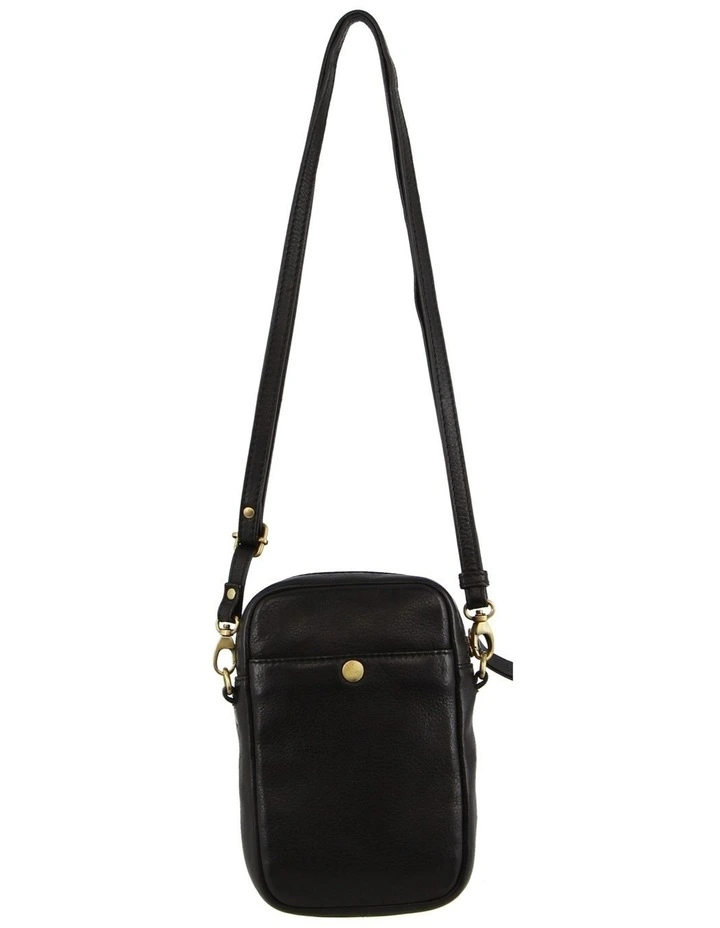 PIERRE CARDIN Leather Textured Design Phone Bag in Black | MYER