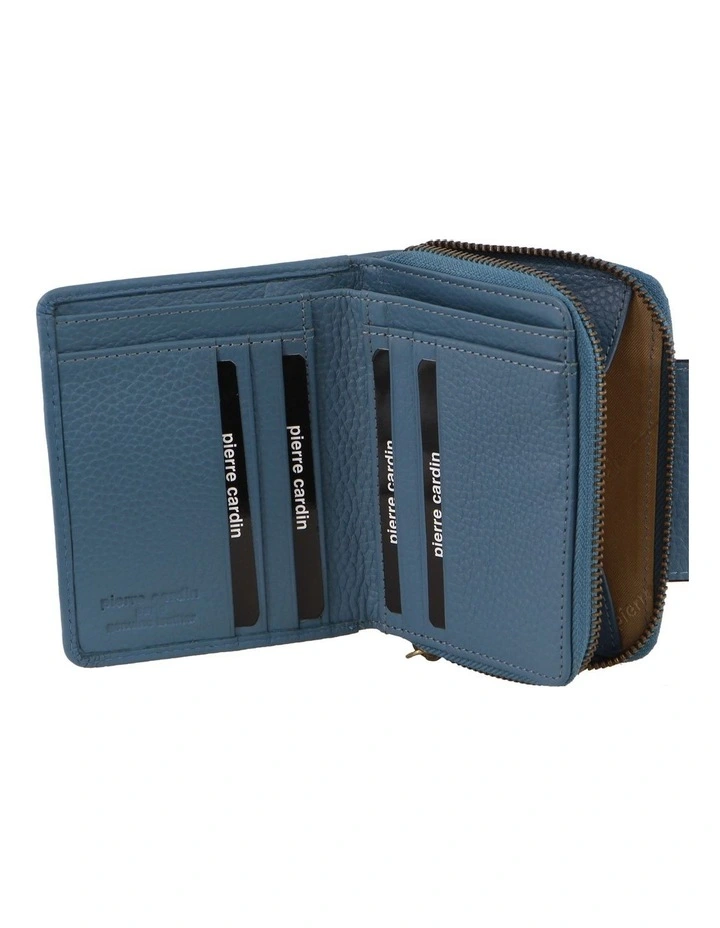 PIERRE CARDIN Leather Tab Bi-Fold Wallet in Blue | MYER