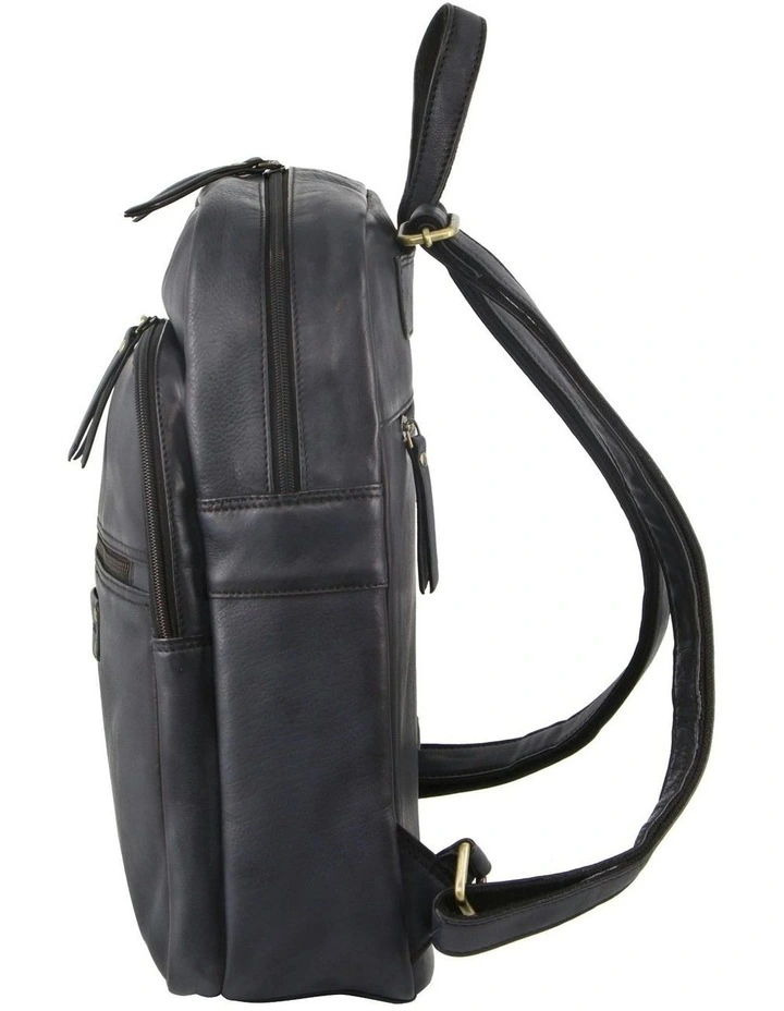 PIERRE CARDIN Vintage Leather Laptop Backpack in Black | MYER
