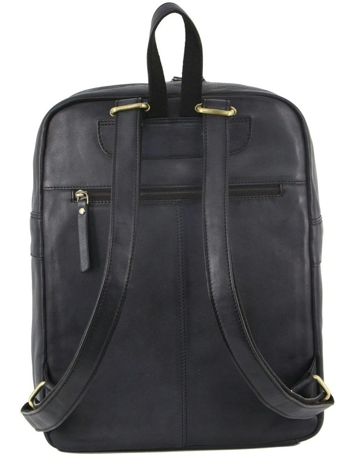 PIERRE CARDIN Vintage Leather Laptop Backpack in Black | MYER