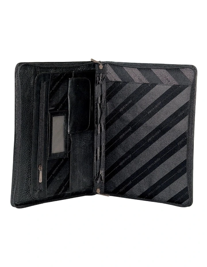 PIERRE CARDIN Leather A4 Business Compendium/Folio in Black | MYER