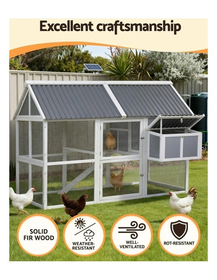 i.Pet Chicken Coop Large Outdoor House in Grey White | MYER