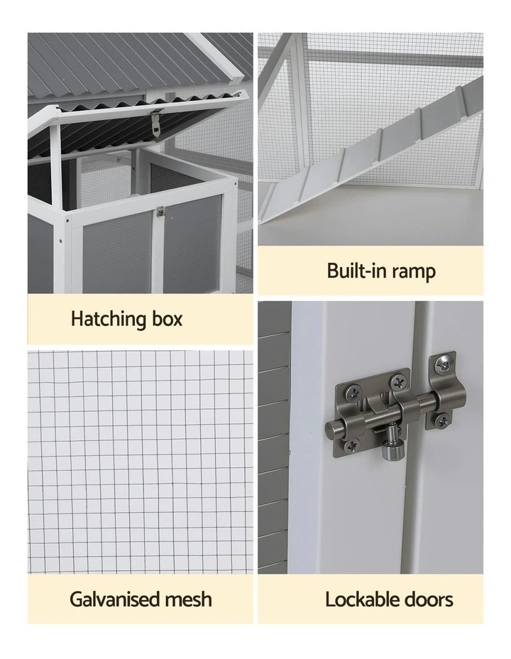 i.Pet Chicken Coop Large Outdoor House in Grey White | MYER
