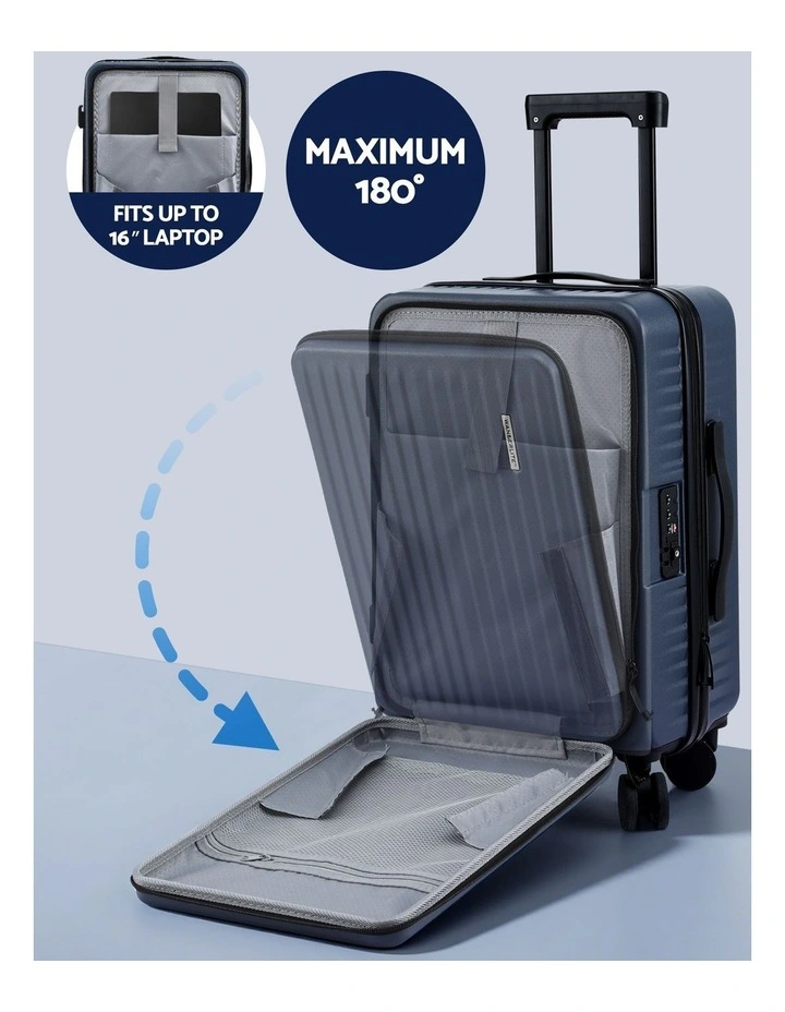 Wanderlite Carry On Front Pocket Luggage Suitcase in Navy | MYER