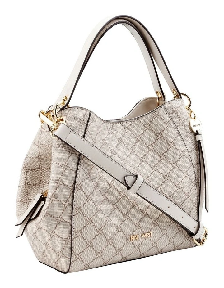 Guess Meara Top Handle Crossbody Bag in Mushroom Logo/Milk | MYER