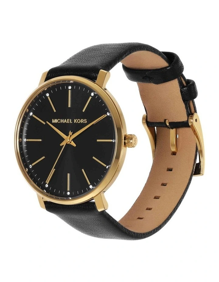 Michael Kors Pyper Leather Watch in Black | MYER