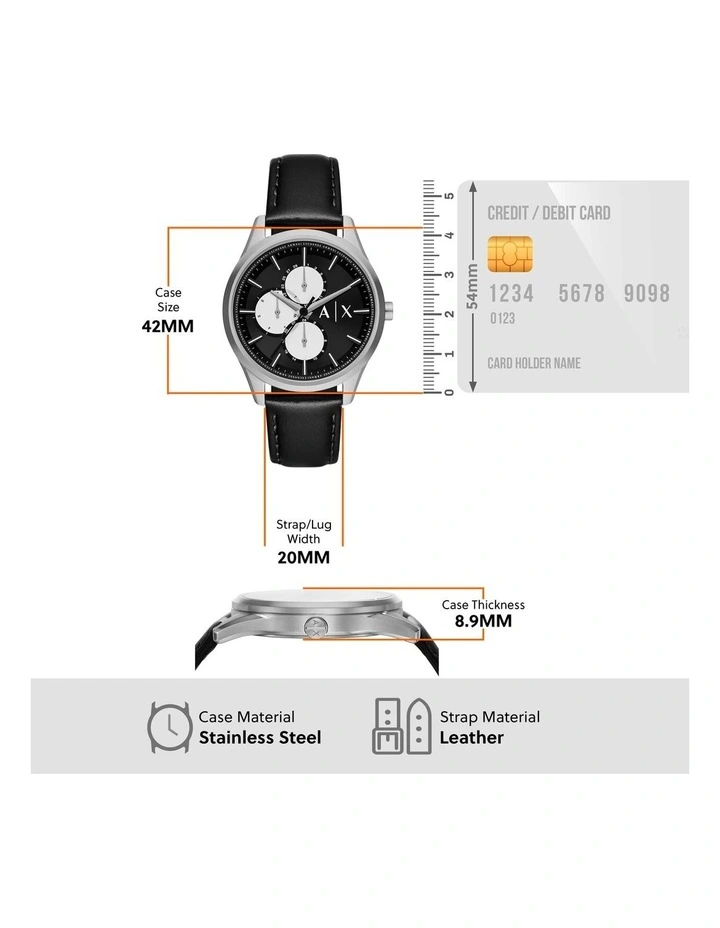 Armani Exchange Chronograph Stainless Steel AX1872 Watch in Black | MYER