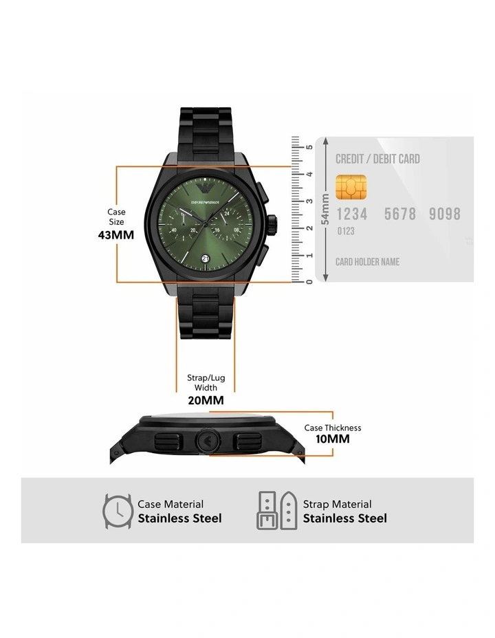 Emporio Armani Chronograph Watch AR11562 in Black | MYER