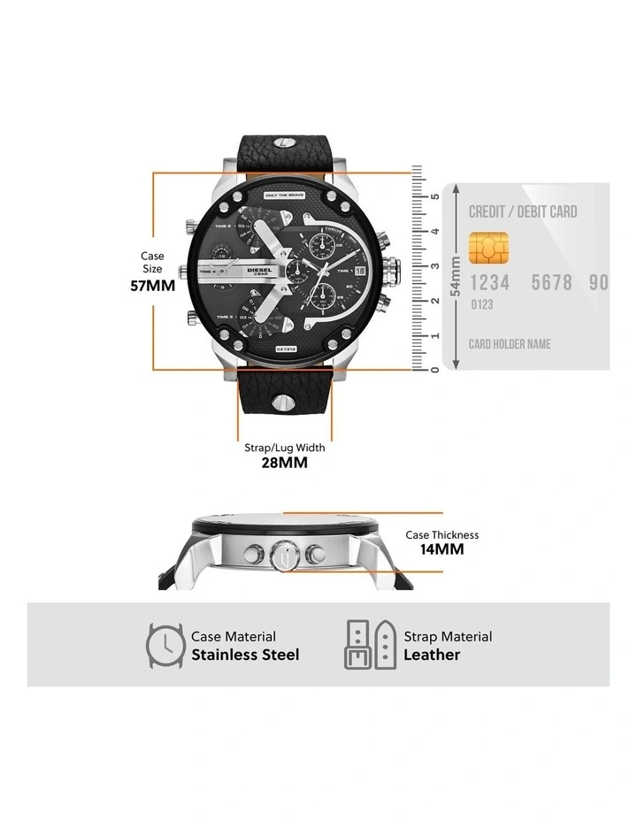 Diesel Mr. Daddy 2 Analogue Watch DZ7313 in Black | MYER