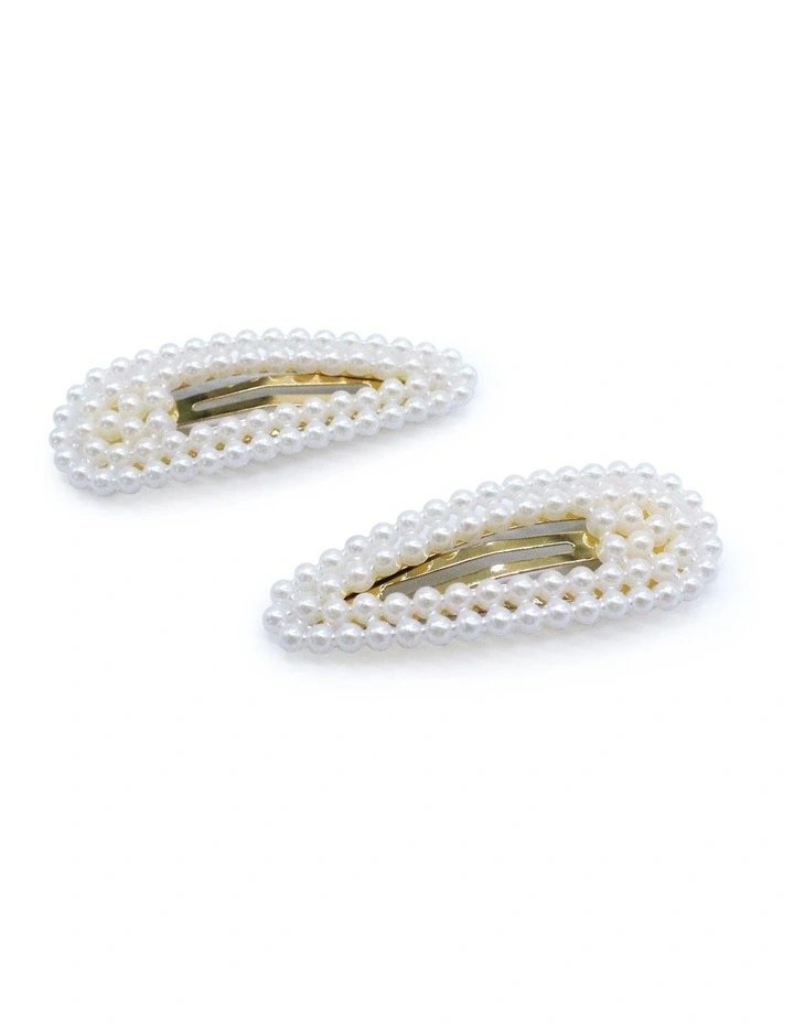 Wishes Pearl Clips 2 Pack in White | MYER
