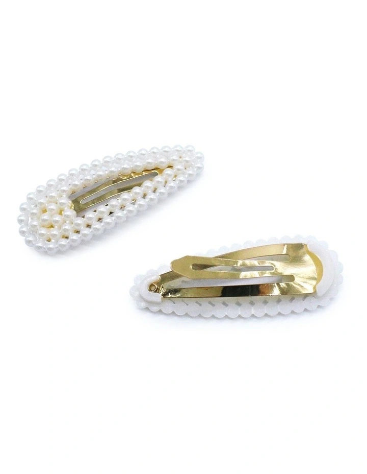Wishes Pearl Clips 2 Pack in White | MYER