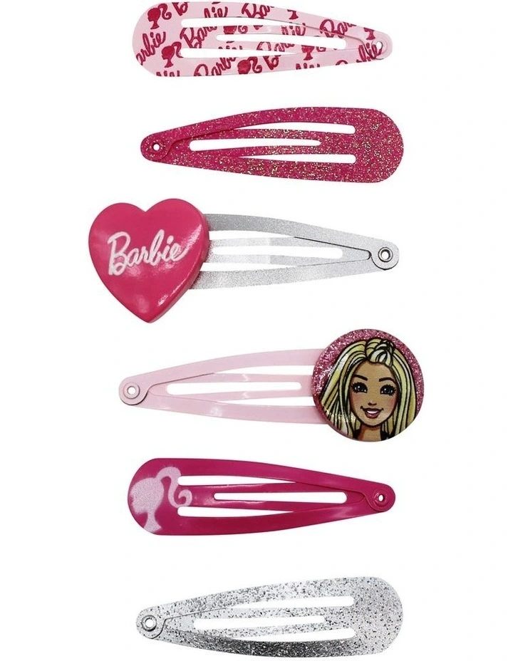 Barbie Snap Clips 6 Pack in Pink | MYER