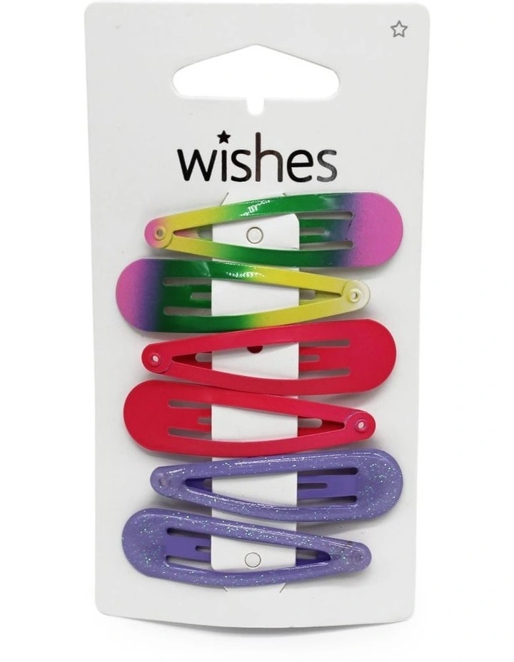 Wishes Snap Clip 6 Pack in Ombre | MYER